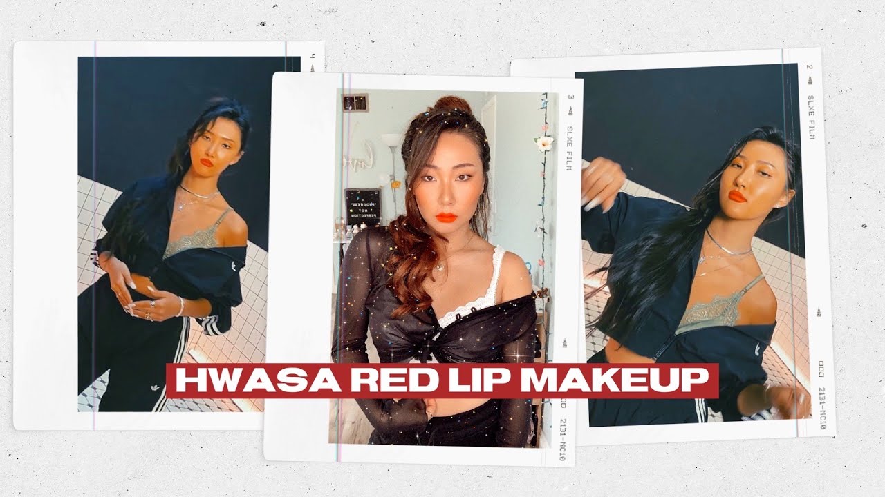 MAMAMOO Hwasa Red Lip Makeup Look | 마마무 화사 모르겠다고 메이크업 | HeyJuHey - YouTube