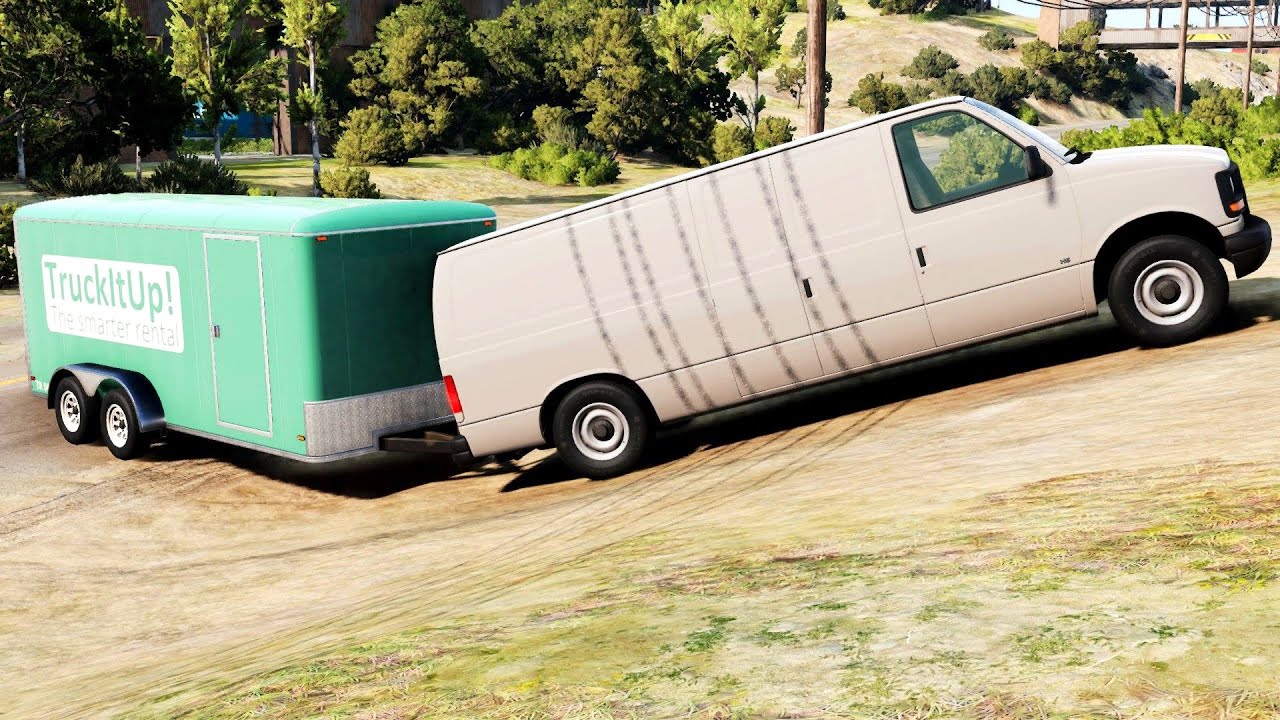 BeamNG Drive - H15 Vanster + Enclosed Cargo Trailer on the Industrial ...