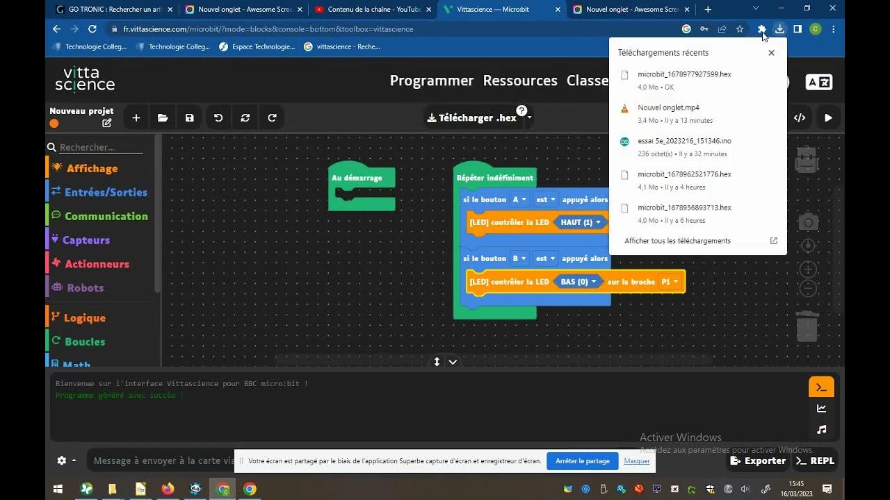 Vittascience Téléverser MICROBIT - YouTube