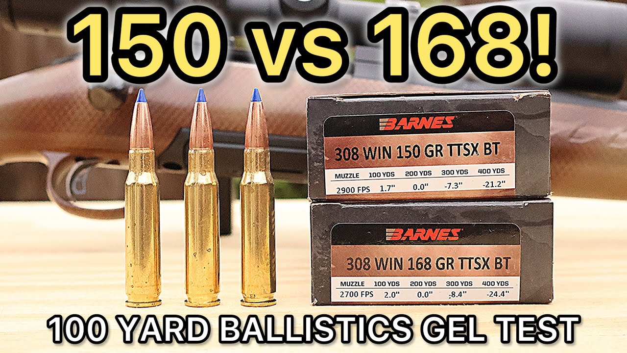 308 Winchester Barnes VOR-TX 150 vs 168 TTSX Ballistics Gel Ammo Test ...