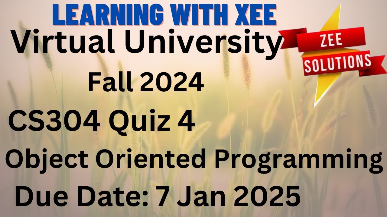 Cs304 Object Oriented Programming Quiz 4 Fall 2024 Virtual University Of Pakistan Youtube