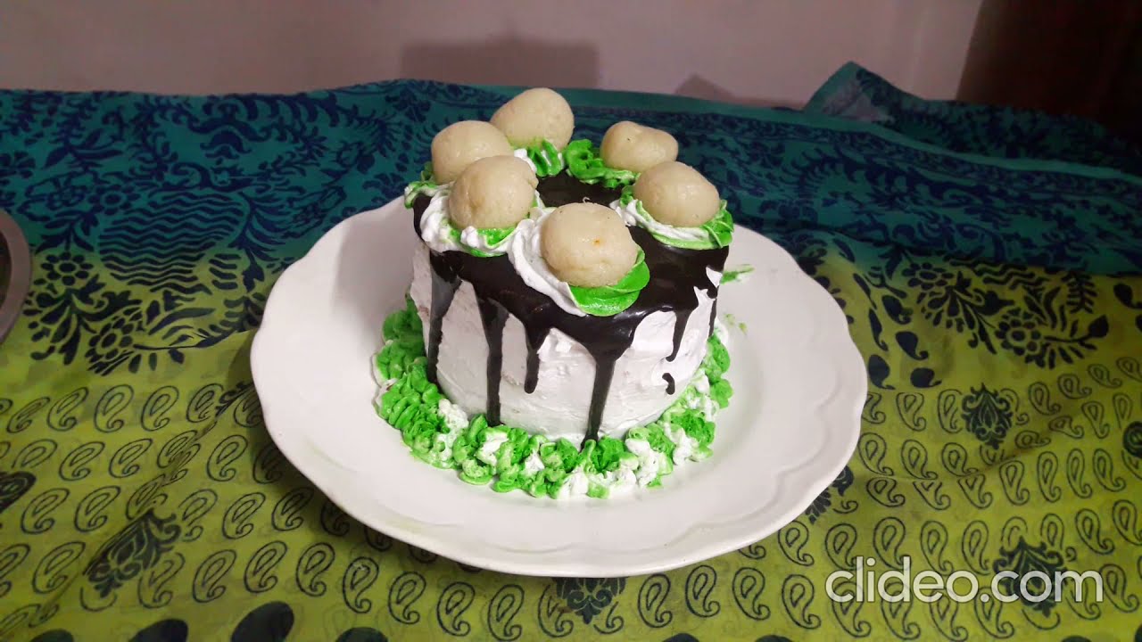 Simple and easy Rasgulla Cake Decoration - YouTube