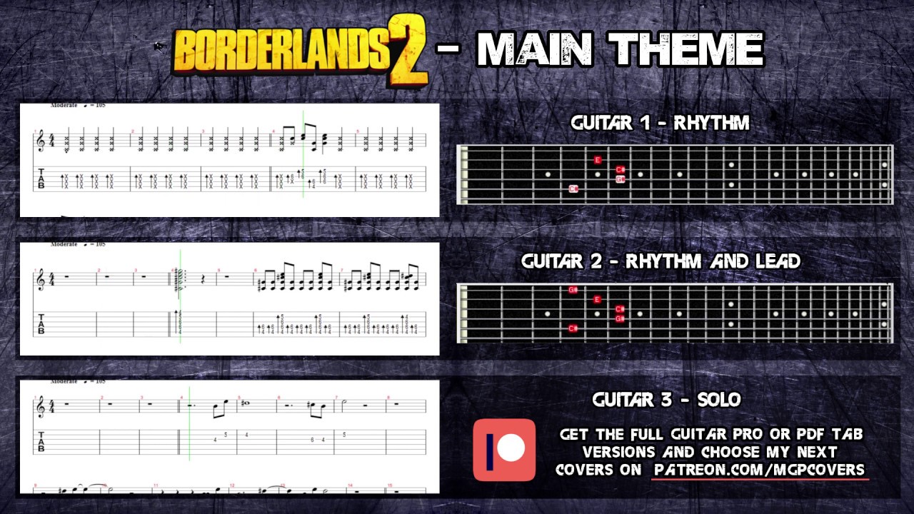 Borderlands 2 - Main Menu Theme Tutorial | Full Tabs - Guitar Lesson ...