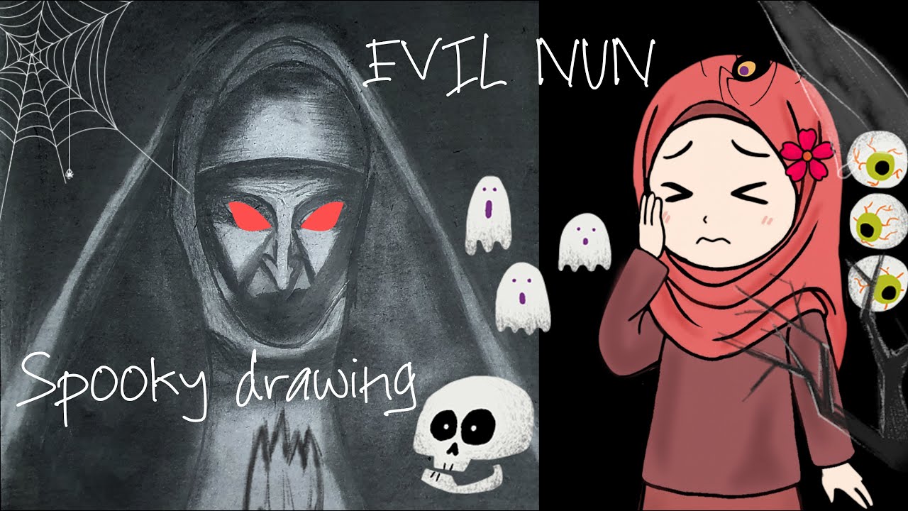 EVIL NUN Drawing with charcoal | NUN Drawing tutorial | Spooky drawing ...