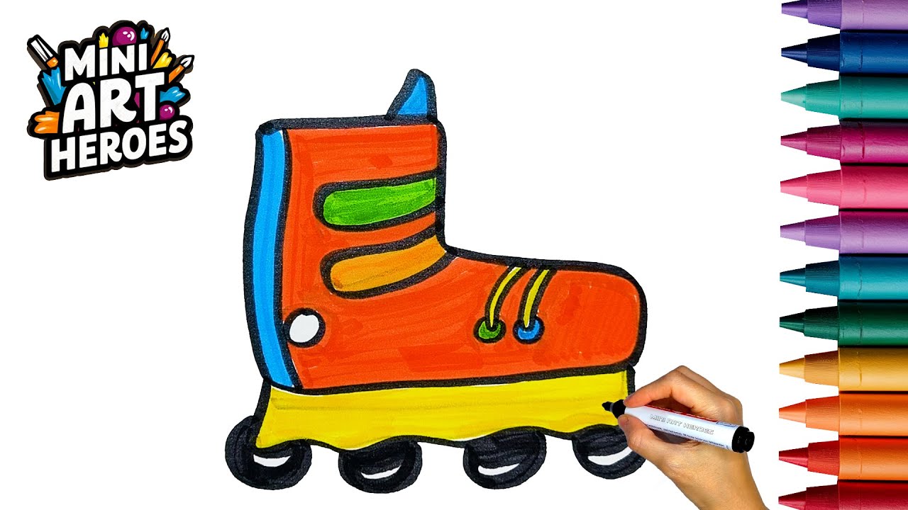 How to Draw Roller Skate - Draw a Rollerblade | Mini Art Heroes - YouTube