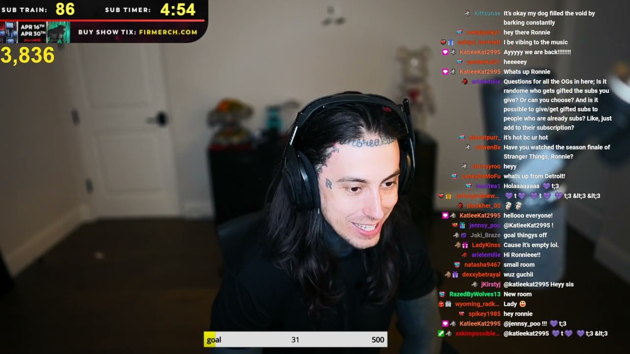 ronnie radke's twitch stream "new reactions for voices in my head" july ...