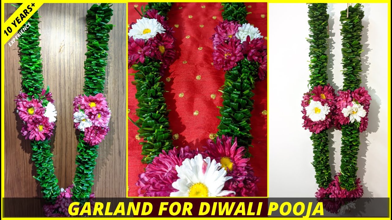 Garland for Diwali Lakshmi/Laxmi Pooja | How to make Garland with Fresh ...