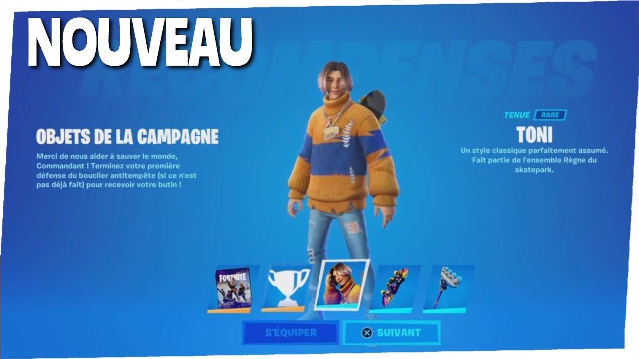 Nouveau SKIN "TONI" avec le pack REGNE DU SKATEPARK sur FORTNITE - YouTube