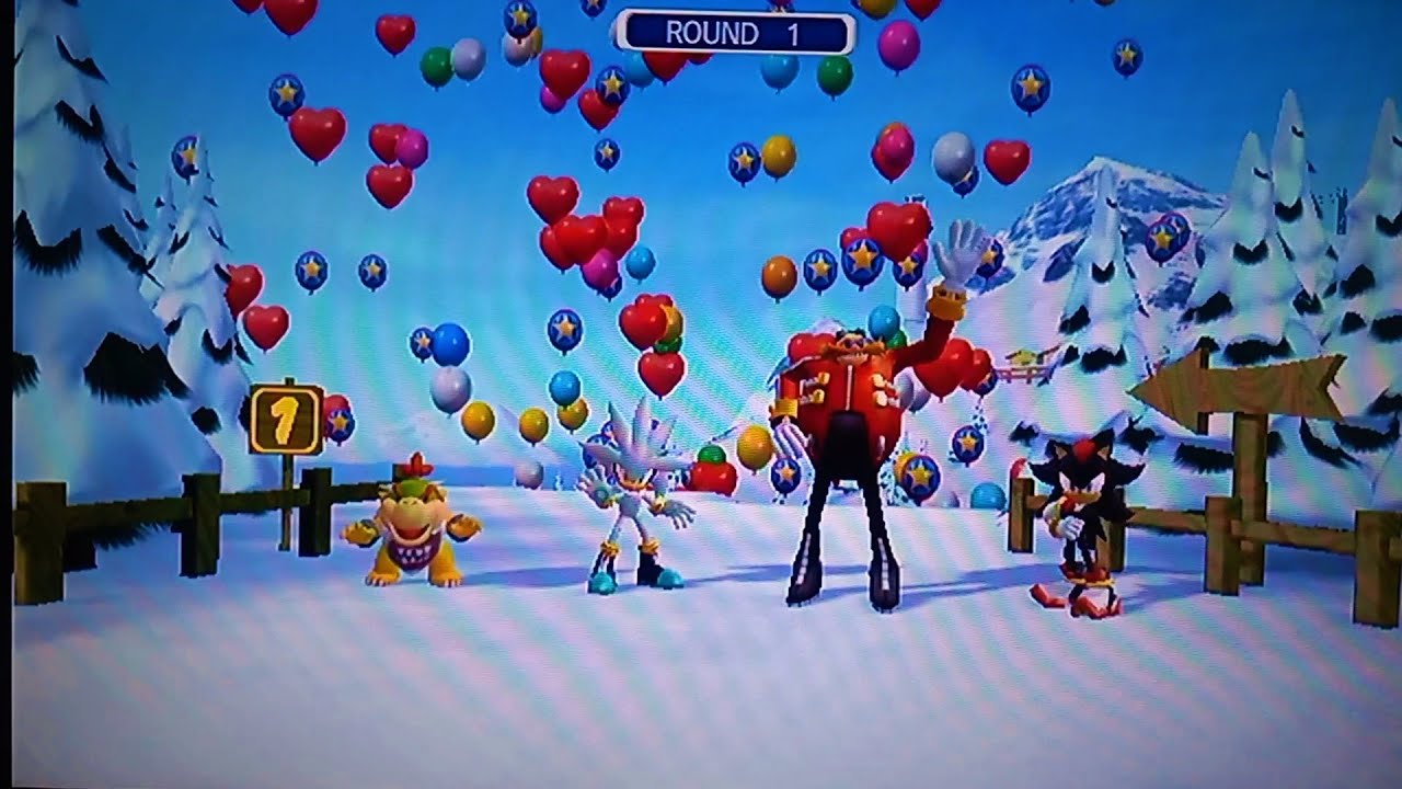 Mario & Sonic at the Olympic winter games ( Party games- Balloon Attack) - YouTube