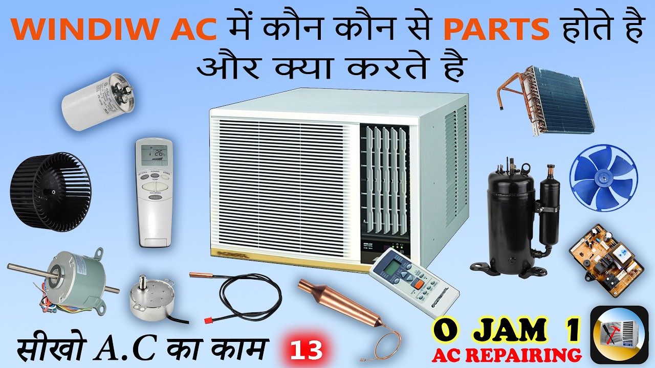 all parts name of air conditioner and use / ac ka kaam kaise sikhe / ac ...
