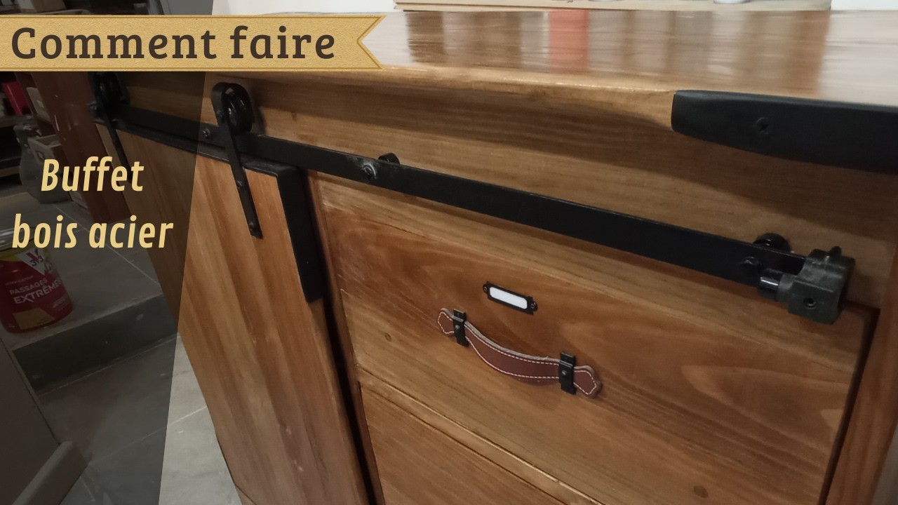 Comment faire un buffet bois acier avec porte sur rail. - YouTube