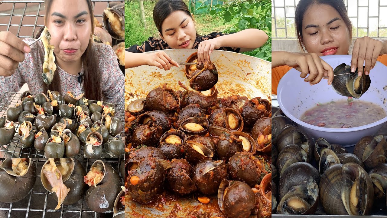 cooking and eating snail roasted , snail fried and snail boil - YouTube