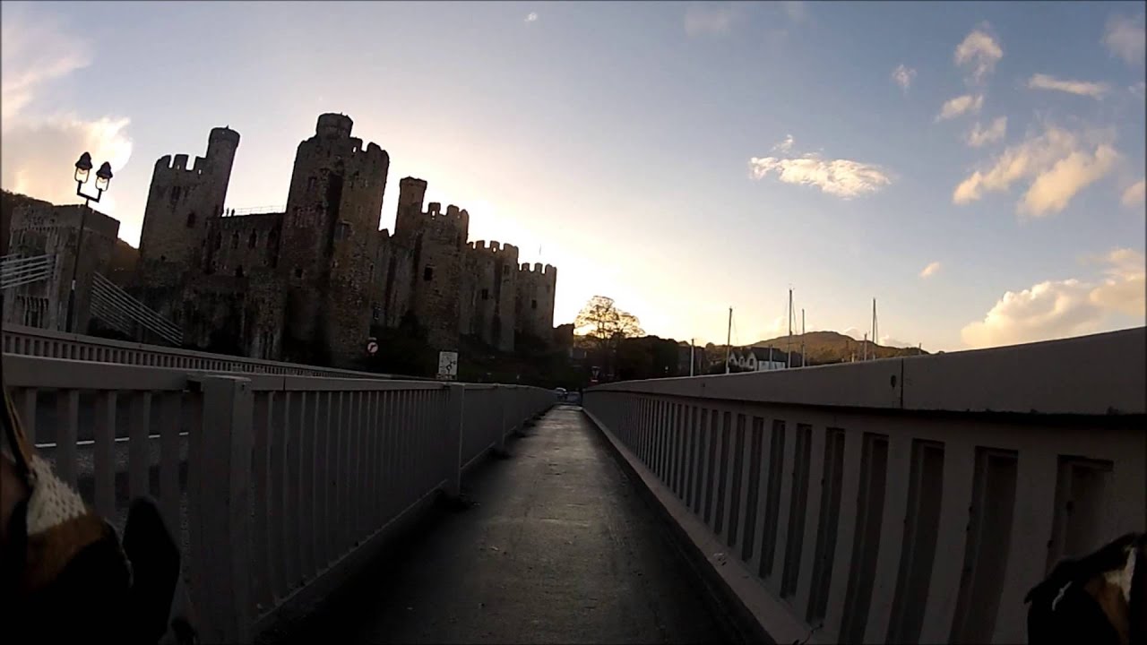 Conwy Cob - cyclists and walkers sharing space. - YouTube