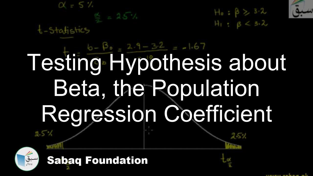 Testing Hypothesis about Beta, the Population Regression Coefficient ...