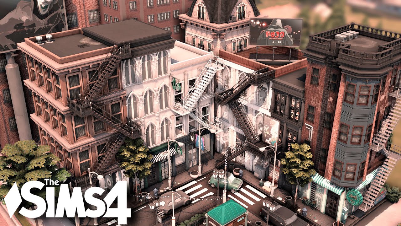 New York Inspired Street | No cc | The sims 4 | Stop motion Speed build ...