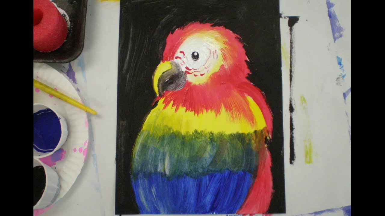 Parrot Painting For Kids Demo - YouTube