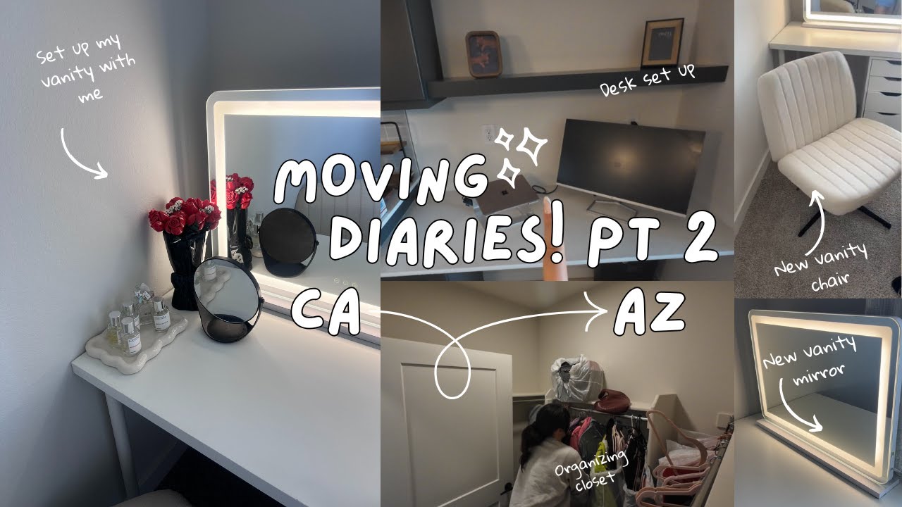 MOVING DIARIES pt 2📦| Building my new vanity mirror & chair, organizing ...
