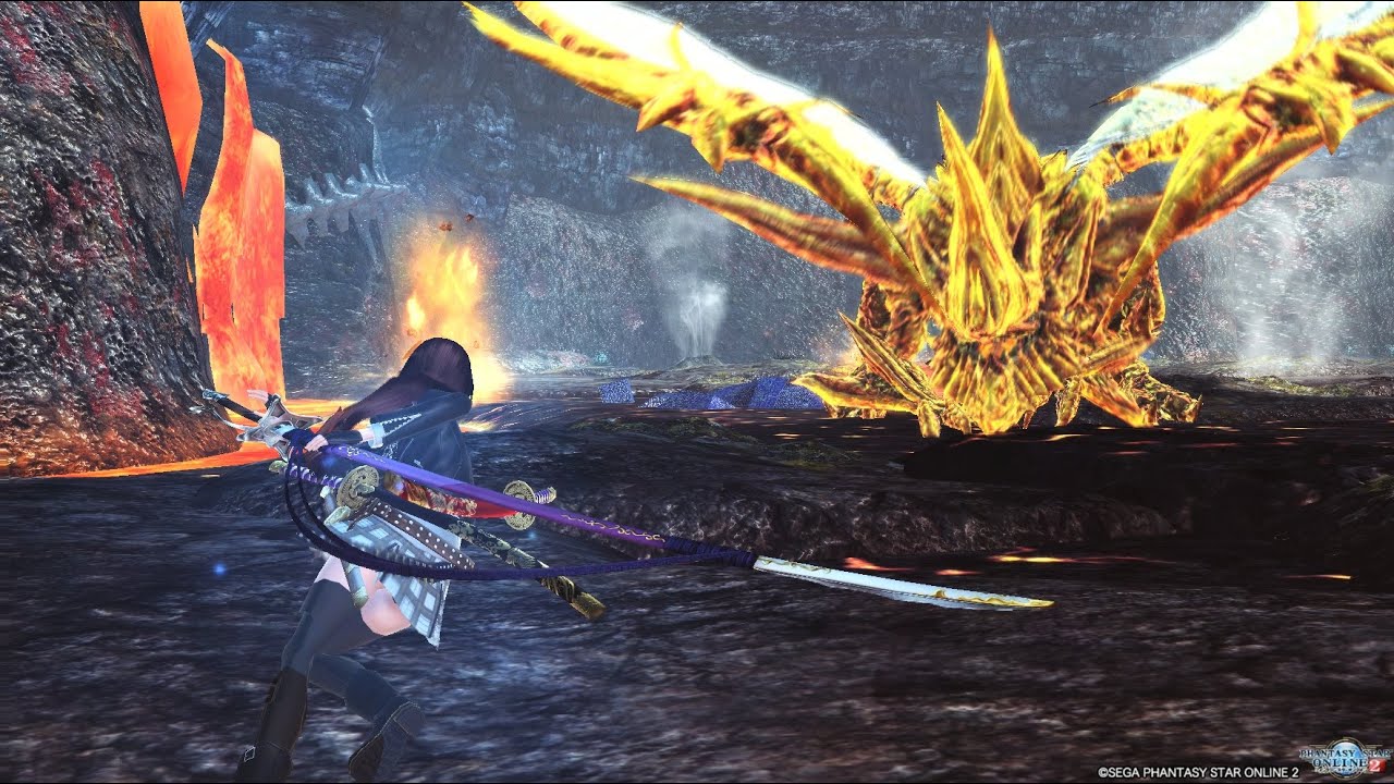 【XIAのPSO2】ヴォルドラゴンをカタナ初期武器撃破 - YouTube