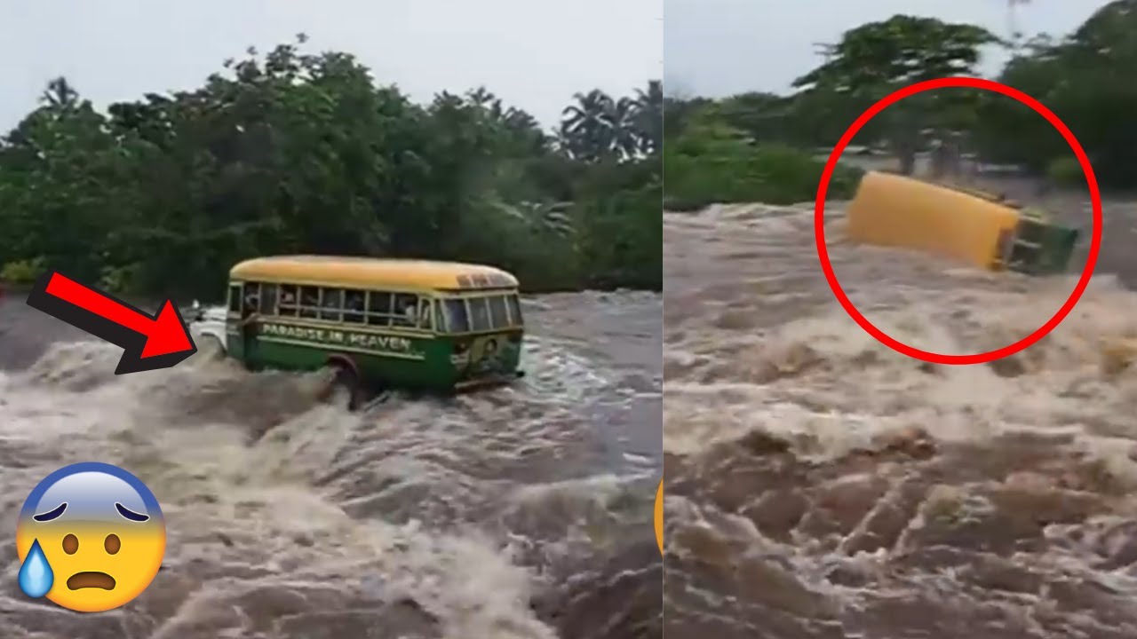 Extremely Dangerous Bus Crossing Flooded Rivers Success and Failure ...