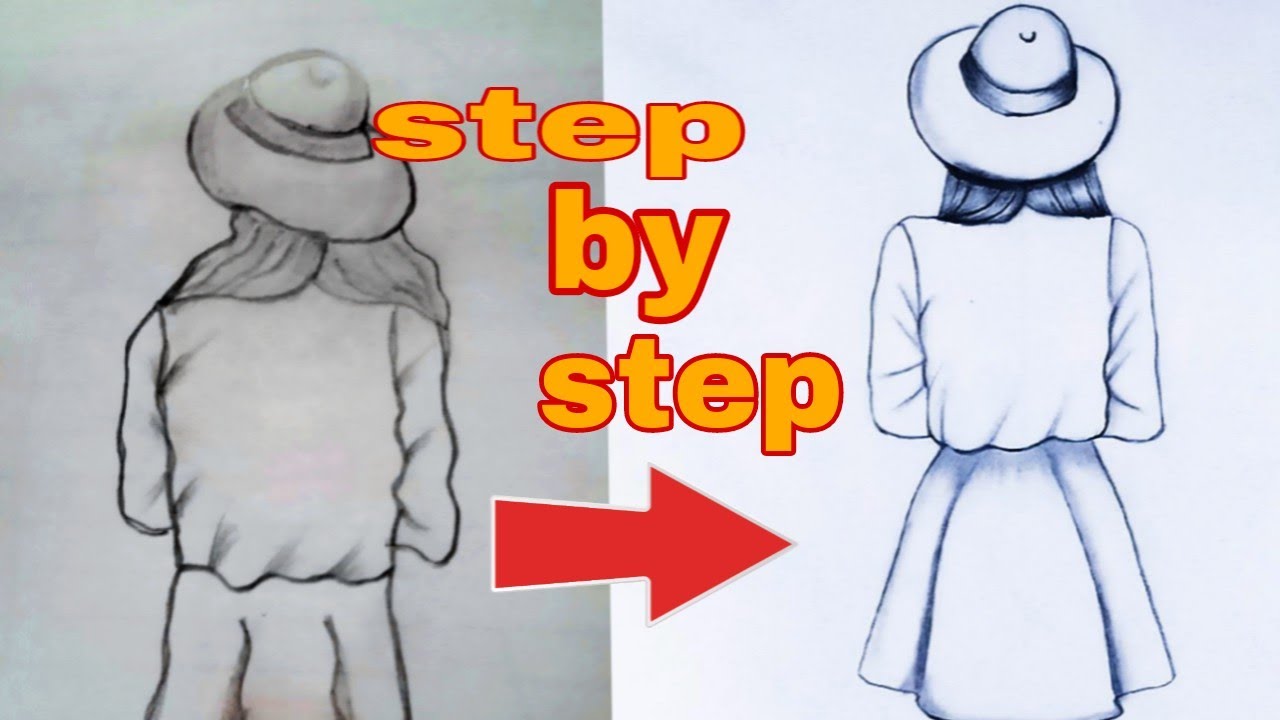 #how to drawing back side beutifull girl drawing step by step full ...