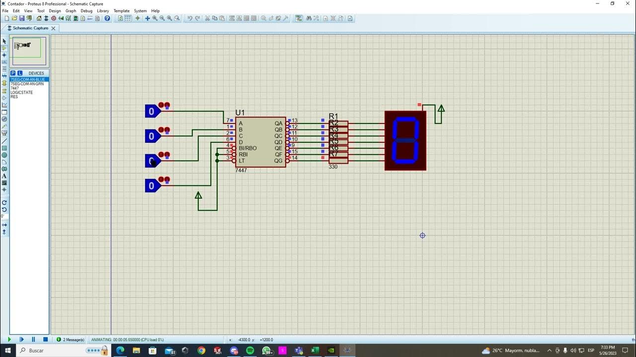 Contador en Proteus - YouTube