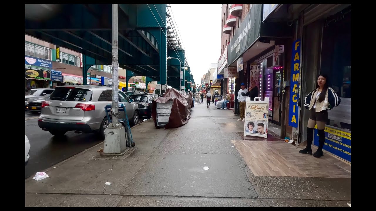 New York City Walking Tour : Queens Roosevelt Avenue - YouTube