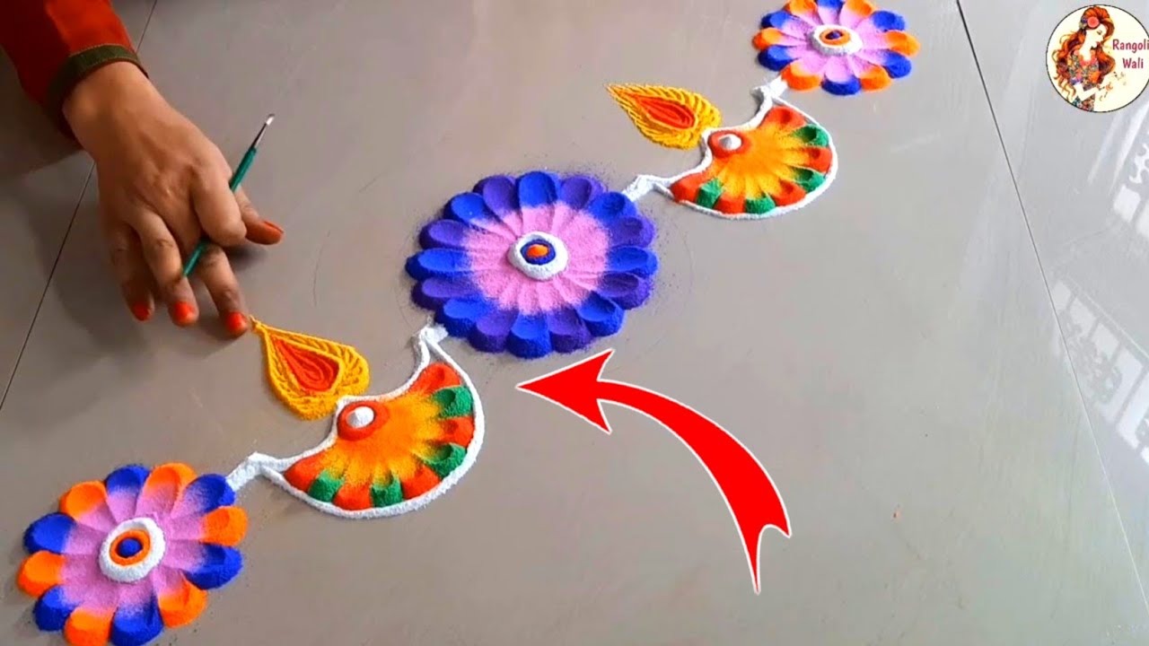 Navratri Rangoli Using Spoon | Flower Rangoli for Navratri | चम्मच से ...