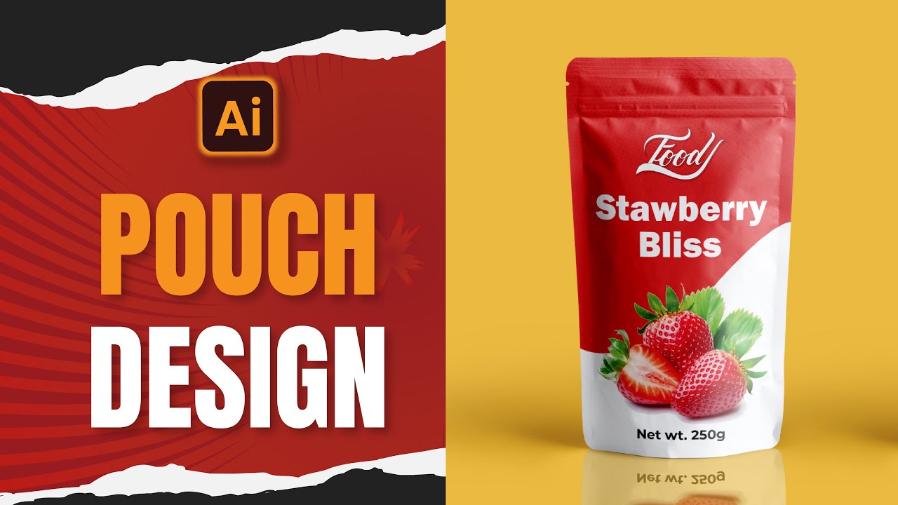 Packaging pouch design ( Pouch Dieline ) in Adobe Illustrator CC - YouTube