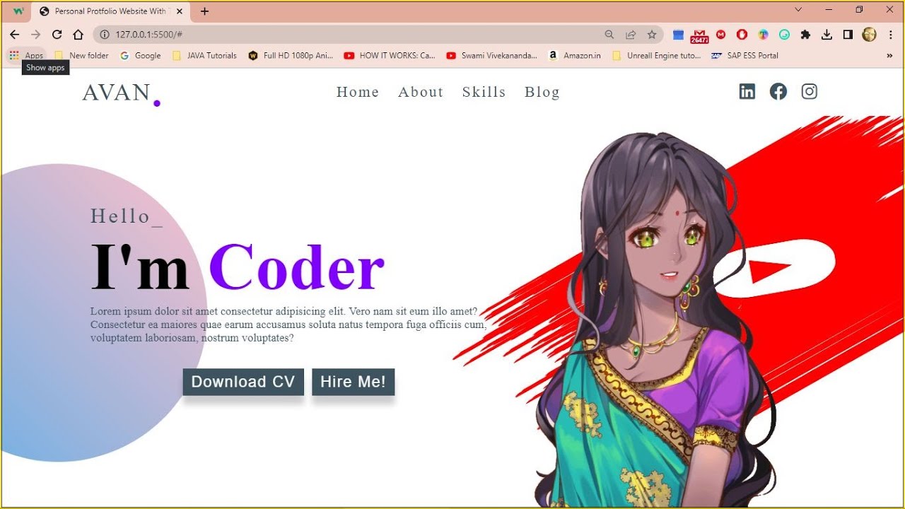 HTML and CSS small web portal - YouTube