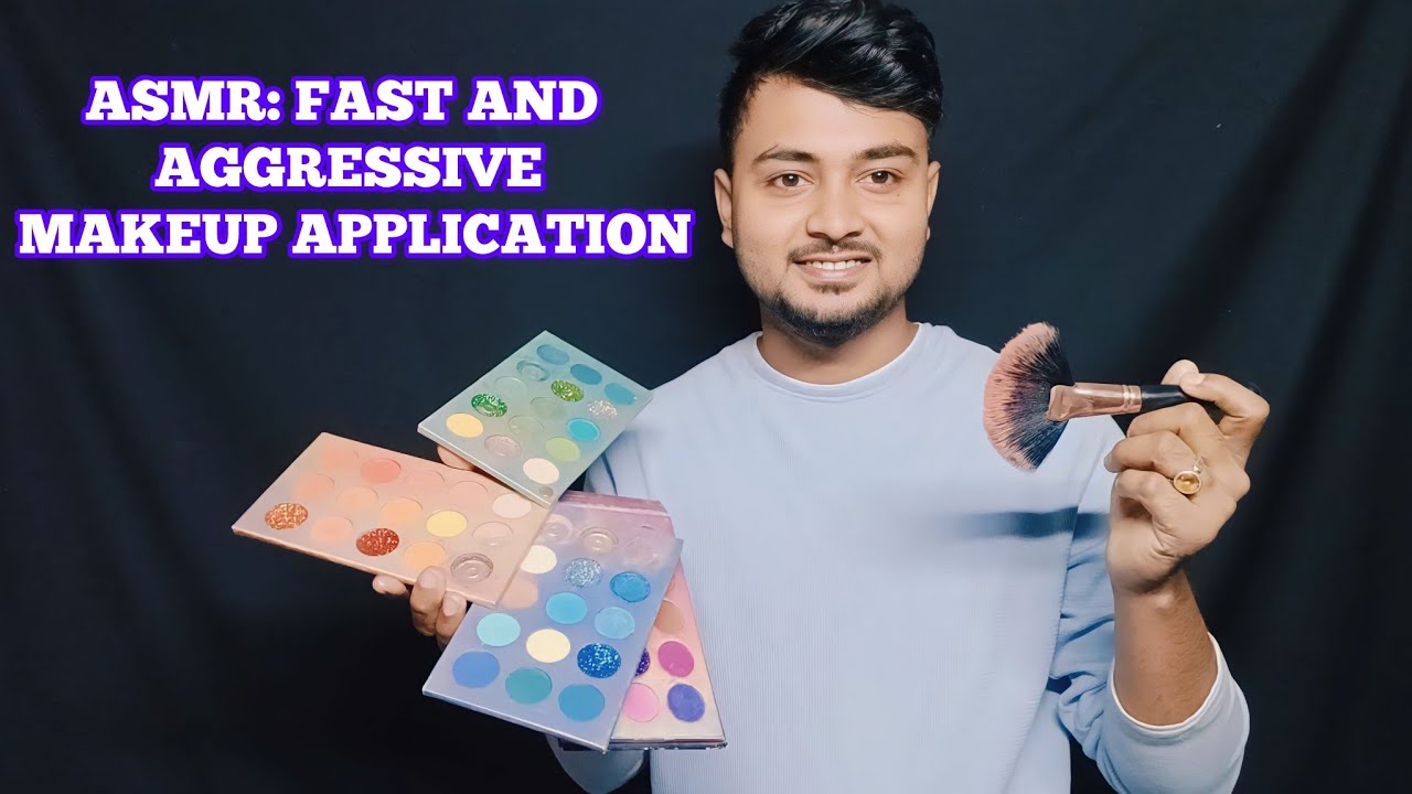 ASMR: FAST AND AGGRESSIVE MAKEUP APPLICATION - YouTube