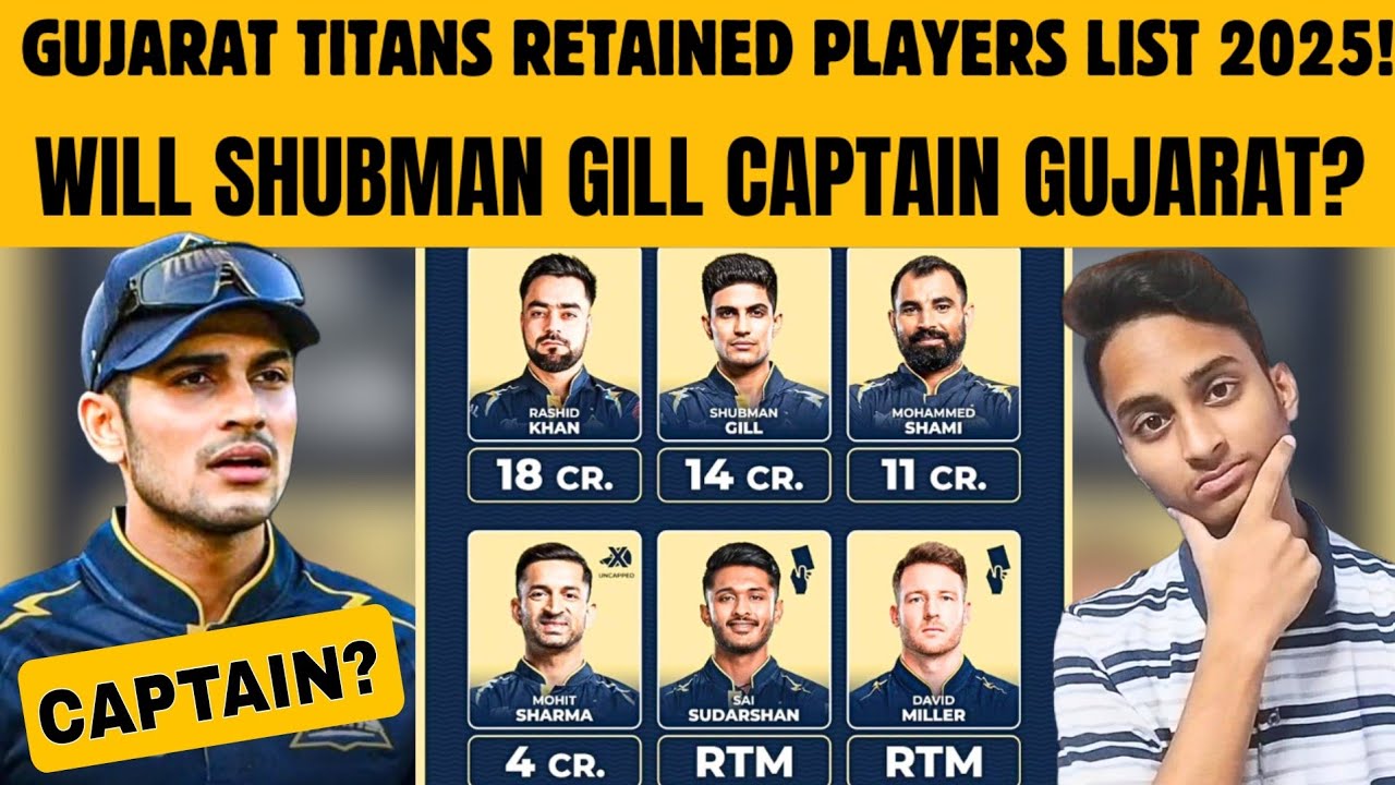 GUJARAT TITANS RETAINED PLAYERS LIST 2025! | WILL SHUBMAN GILL CAPTAIN ...