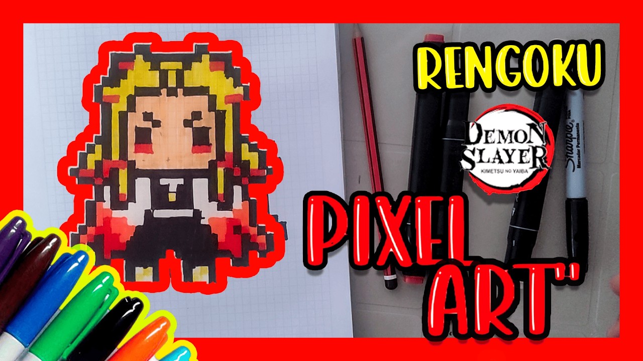 🔥 Cómo dibujar a RENGOKU EN PIXEL ART DE DEMON SLAYER - YouTube
