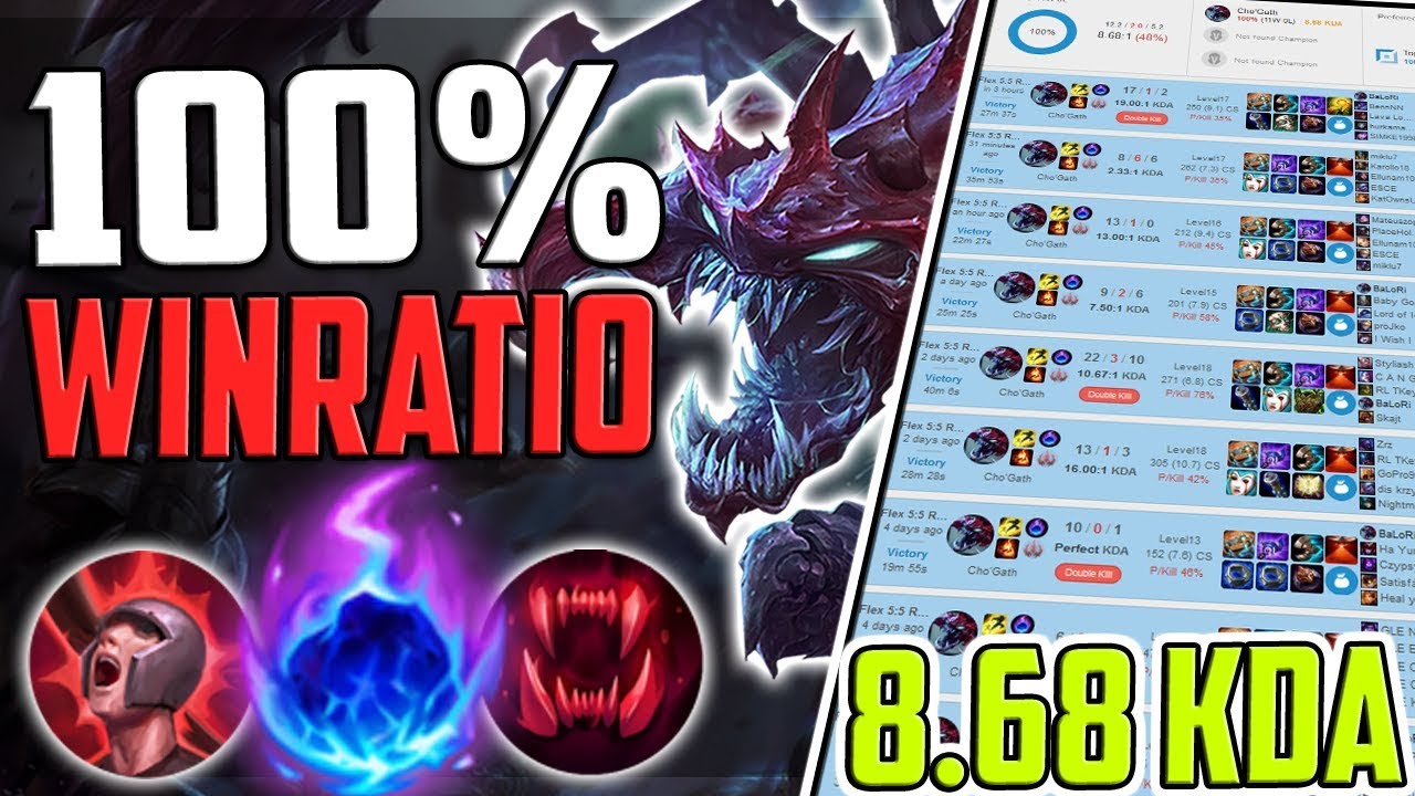 100% WIN RATE CHO'GATH GOD | BEST CHO'GATH NEW RUNES SEASON 8 BUILD ...