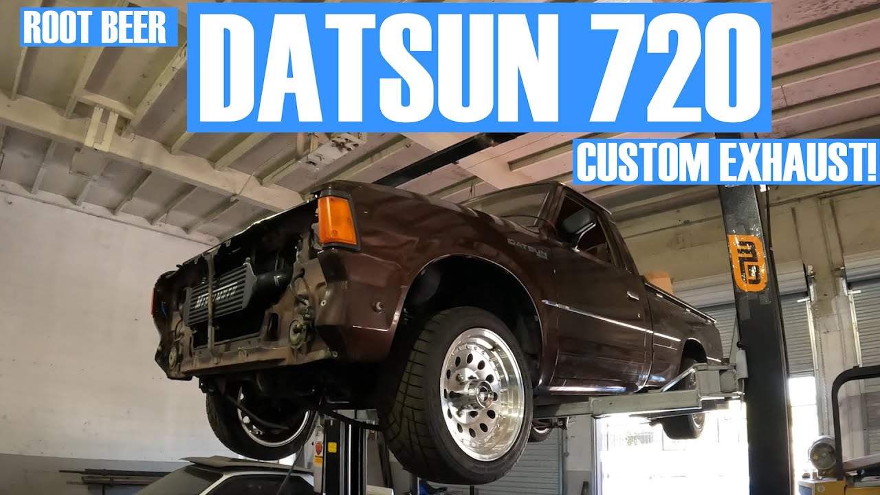CUSTOM EXHAUST FOR TURBO'D ROOT BEER DATSUN 720 + R32 RB26DETT MOTOR ...