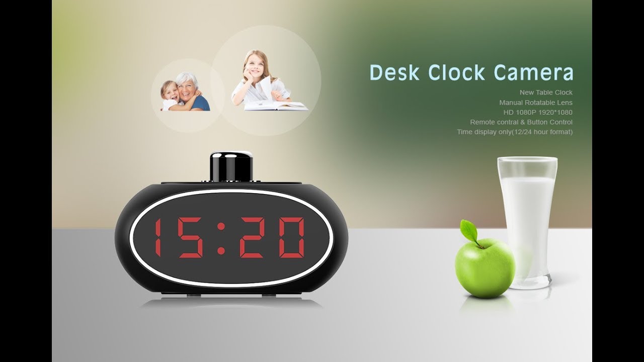 330 Degrees Rotatable Desk Clock DVR Camera(AI-TC010)-Footage video ...
