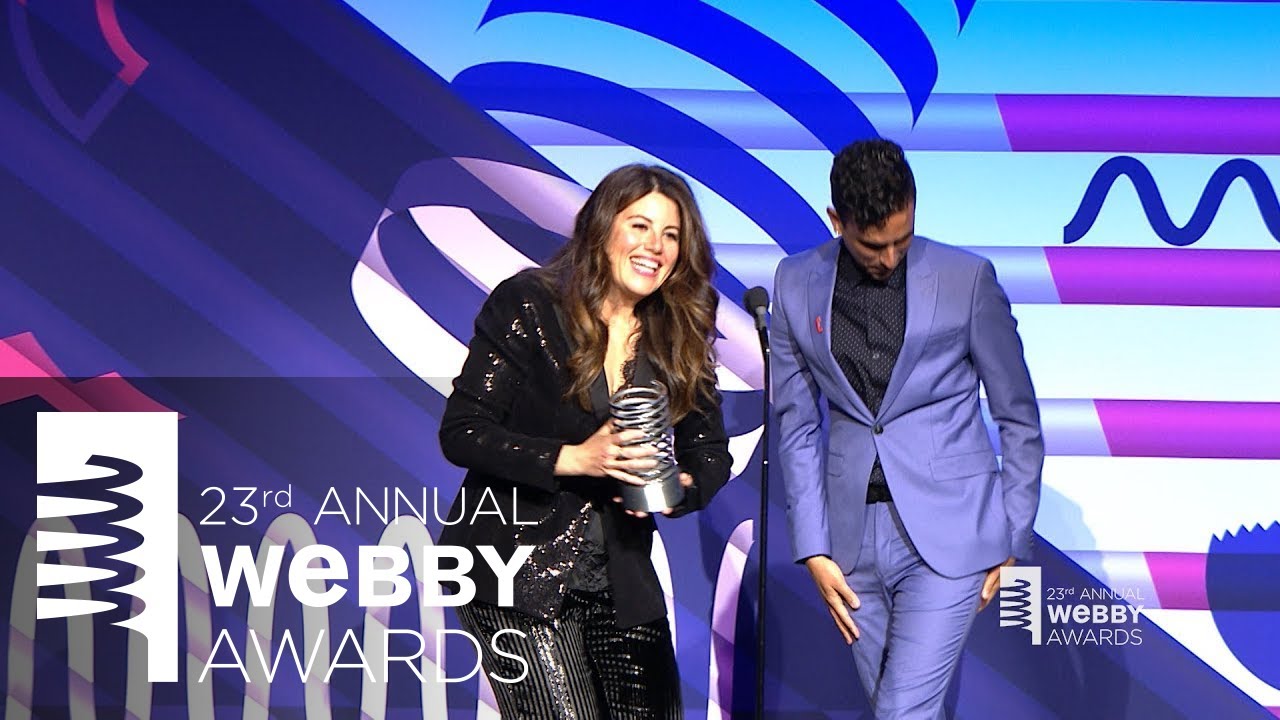 Dylan Marron presents to Webby Winner Monica Lewinsky at the 23rd Annual Webby Awards - YouTube