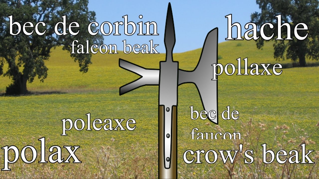 Medieval pole-arms - poleaxe, bec de corbin, Lucerne hammer etc. - YouTube