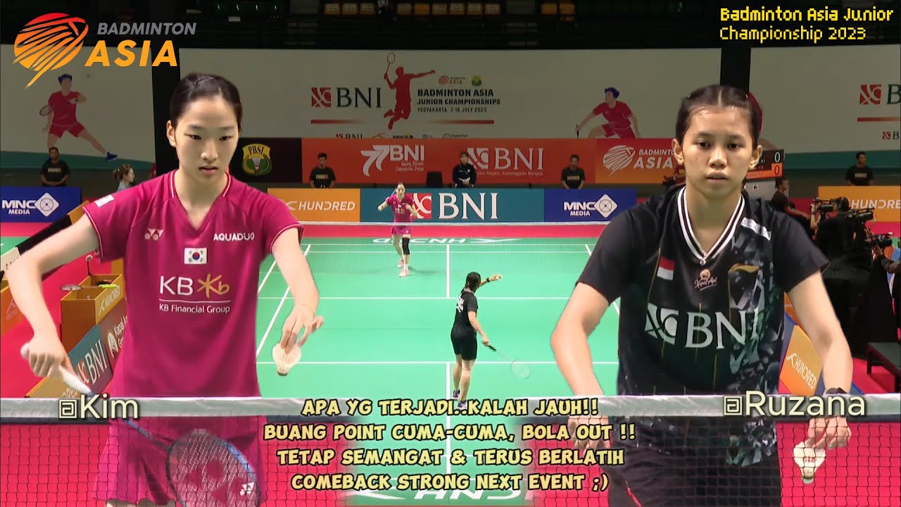 Ruzana (INA) vs Kim Min Ji (KOR) - WS U19 - QF | BAJC 2023 - YouTube