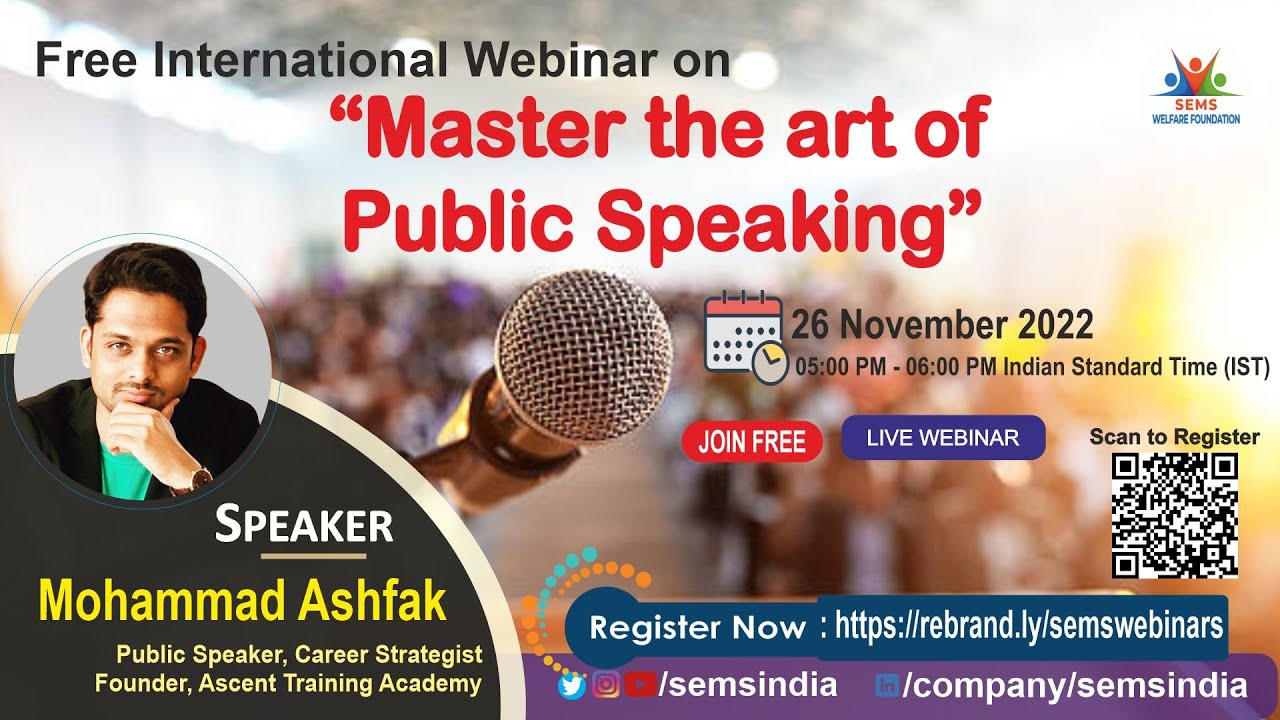 International Webinar on "Master the art of Public Speaking" - YouTube
