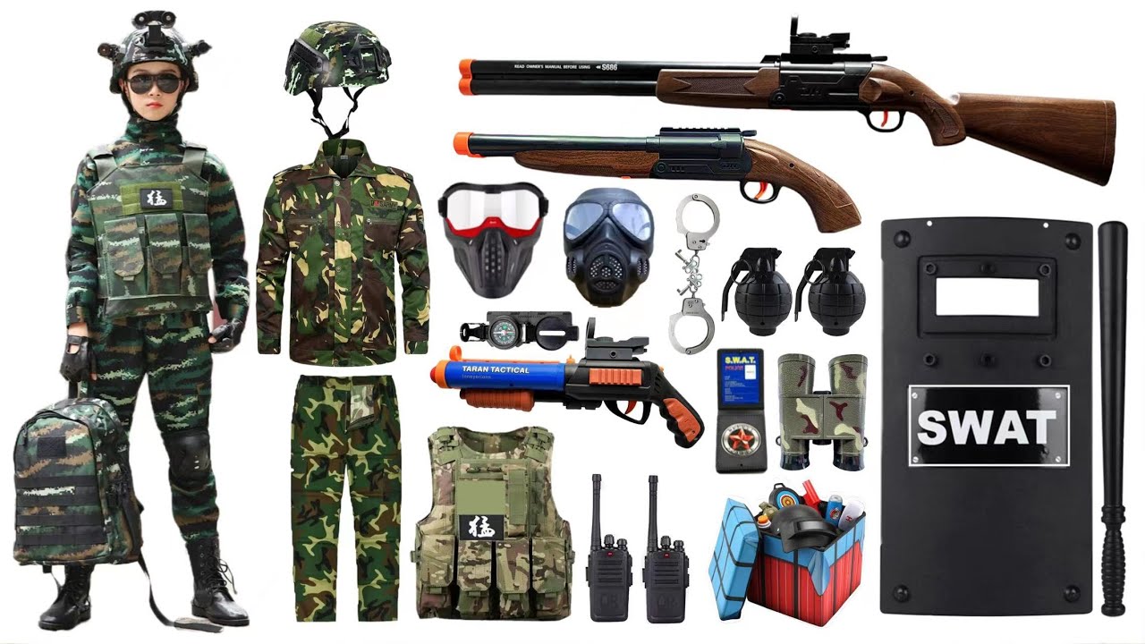 Special Police Weapons Toy set Unboxing- M416 guns,S686 shotgun, Gas ...