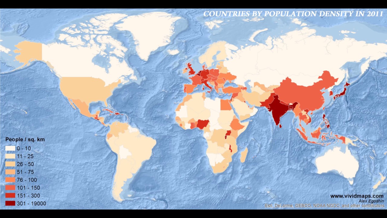 Countries by population density (2000 - 2016) - YouTube