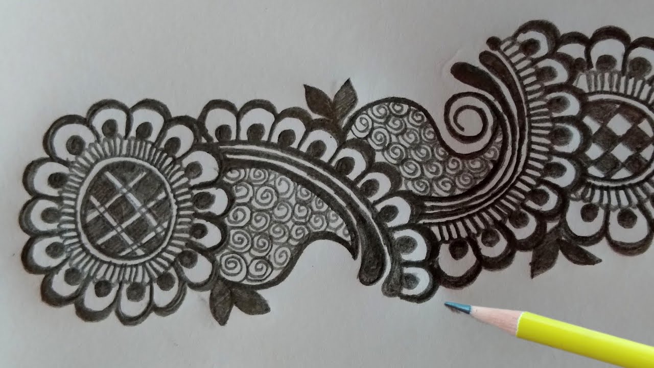 Beautiful Pencil Shading Mehndi Design | Mehndi Design Tutorial For ...