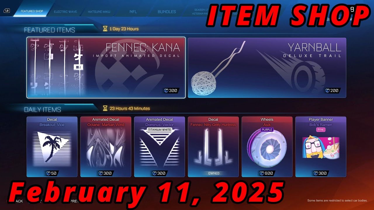 February 11 Rocket League Item Shop: FENNEC NITTY GRITTY HUNTRESS ...