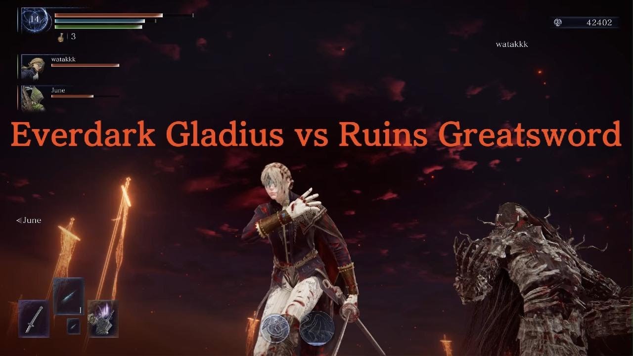 Everdark Gladius vs Ruins Greatsword - ELDEN RING NIGHTREIGN - YouTube
