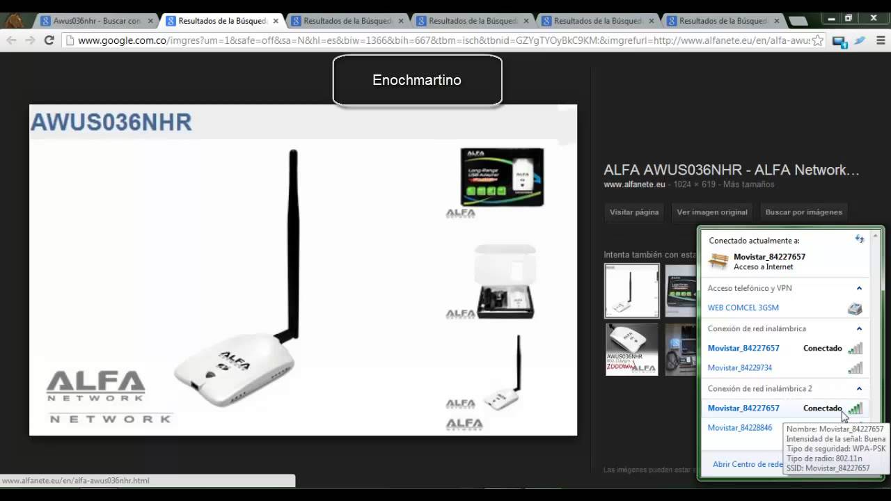 Antena USB wifi de largo alcance - AWUS036NHR ALFA - YouTube