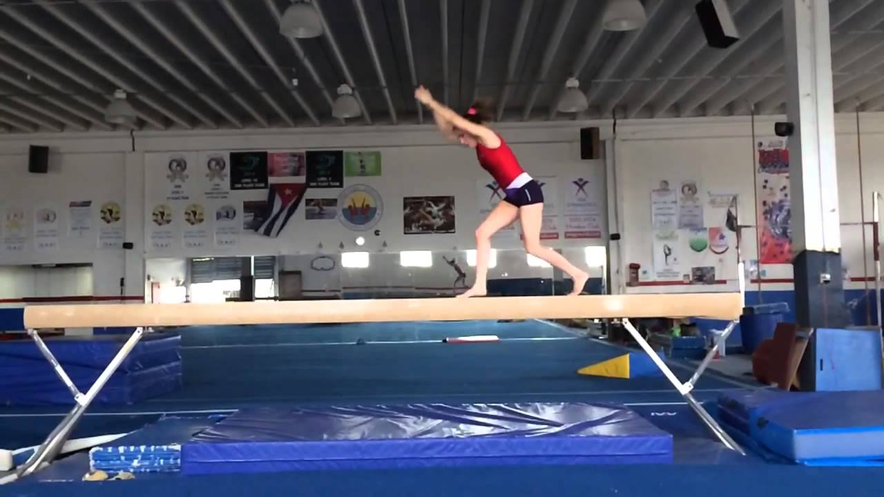 BALANCE BEAM COMBINATION - FRONT AERIAL SPLIT FULL - YouTube