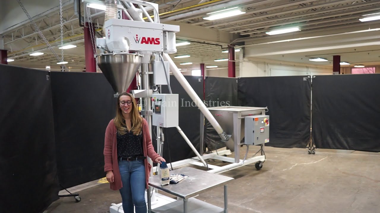 AMS Filling Systems Filler Powder Auger A100 Demonstration - YouTube