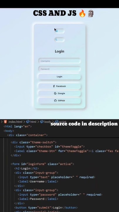 Power of CSS 🔥 | Soft UI Login Form with Toggle Magic #codingshortvideo #javascript #html#css3# ...