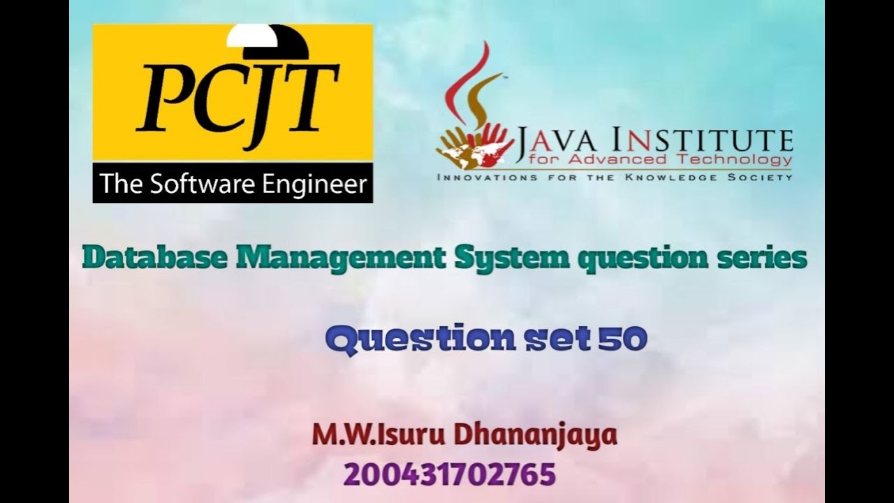 Data Base Task 50 | 1st Year | Semester 01 | Java Institute - YouTube