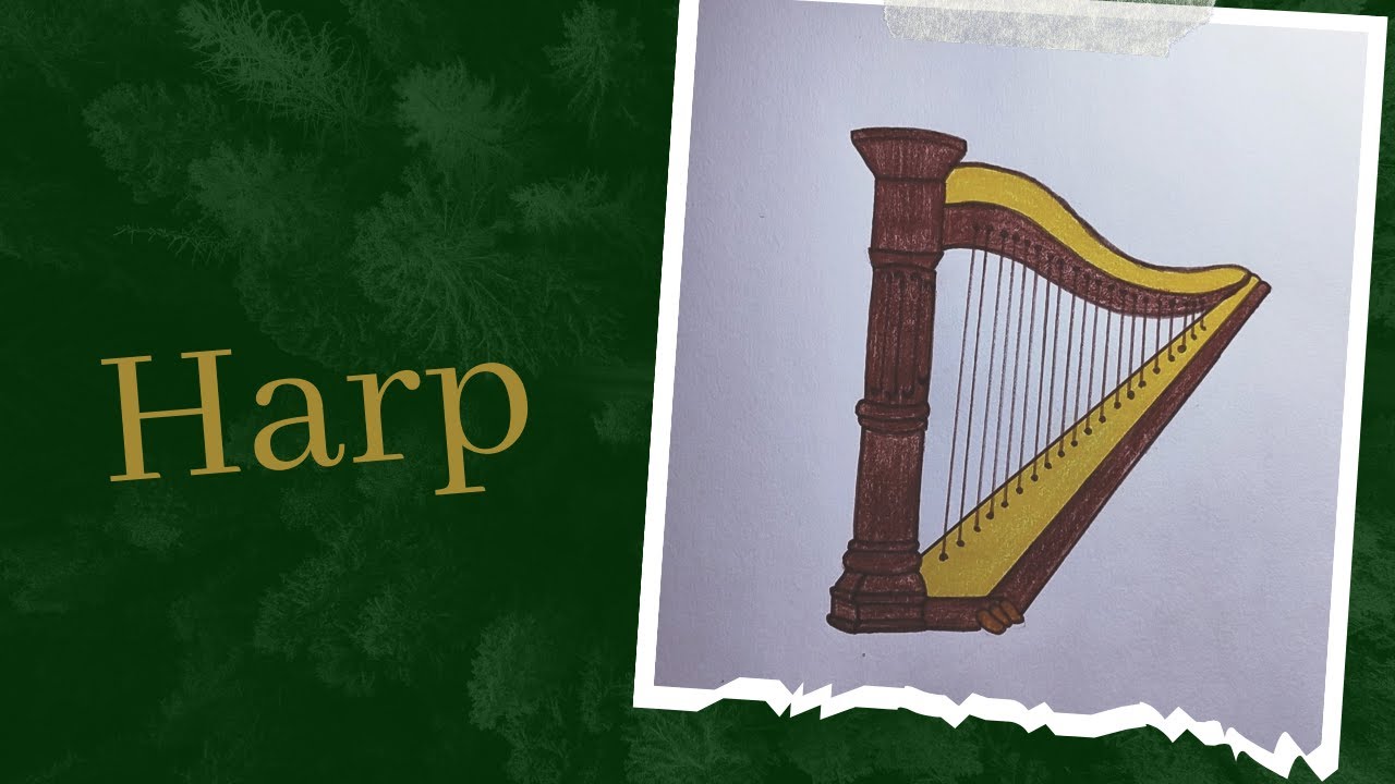 How To Draw A Harp(musical instrument) Step By Step. - YouTube